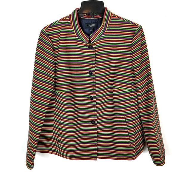 Talbots | Jackets & Coats | Talbots Women Striped Tweed Jacket ...